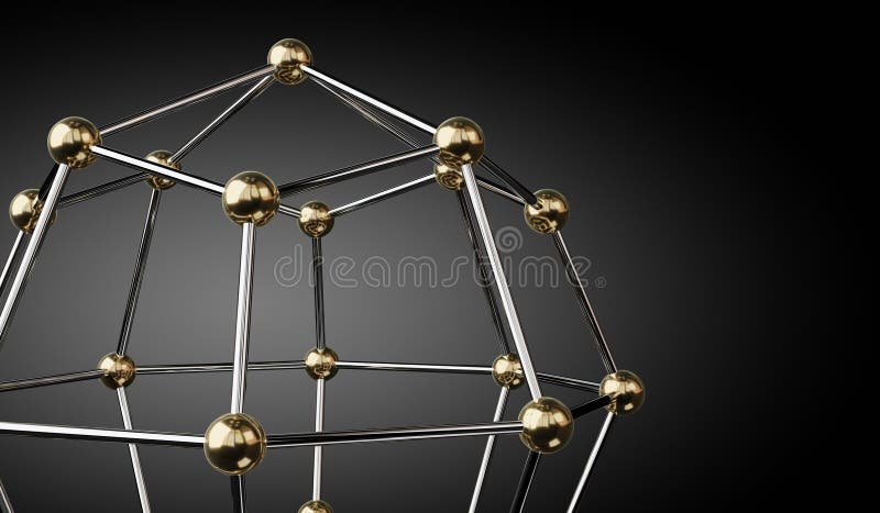 Geometrical Structure with Golden Spheres Stock Illustration ...