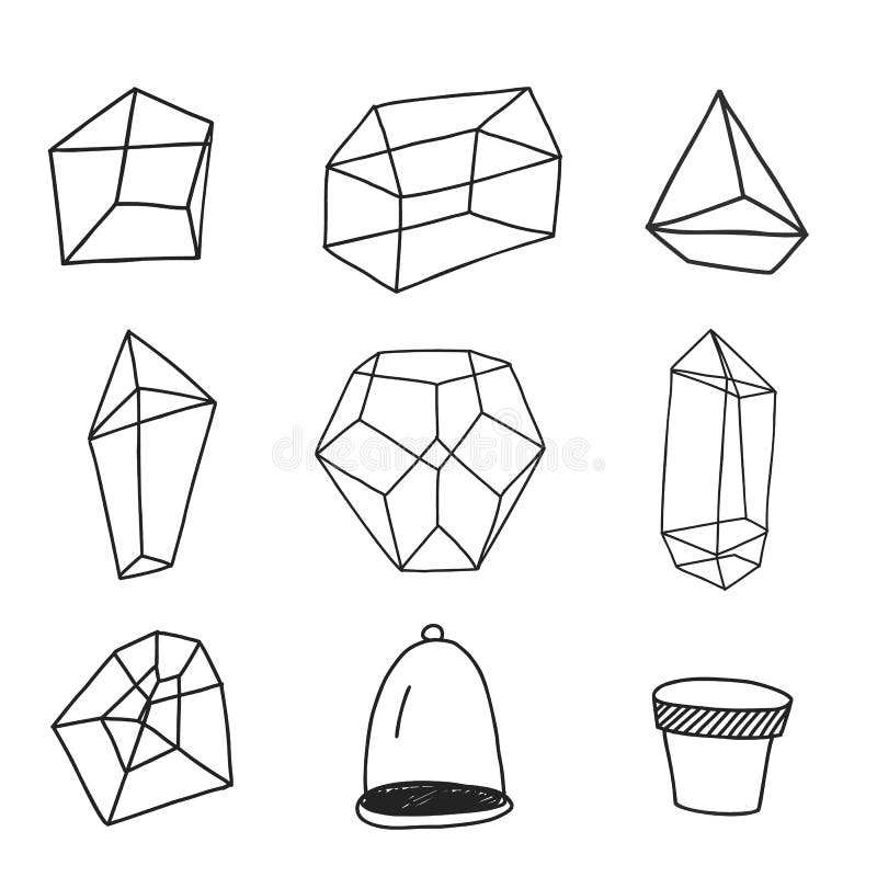 Geometrical Terrarium Doodle Pots Hand Drawn Illustration Stock Vector ...