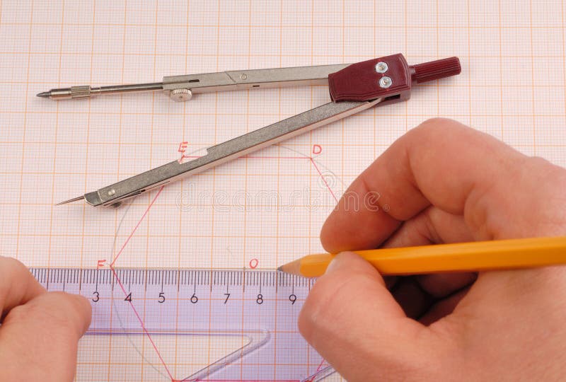 Geometry stock image. Image of circle, pencil, tools, hexagon - 4593753