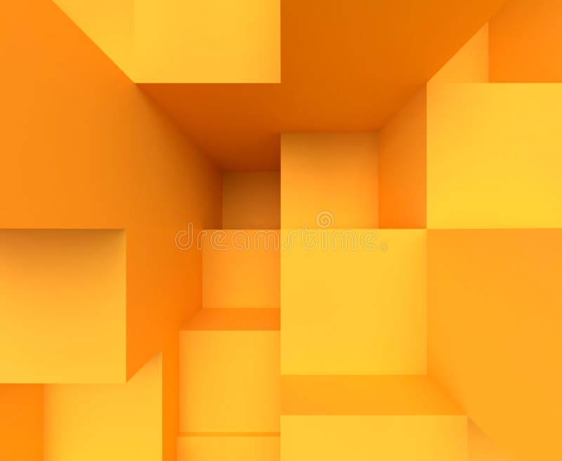 Geometry Abstract Yellow Cubes Scene 3d Render Stock Illustration ...