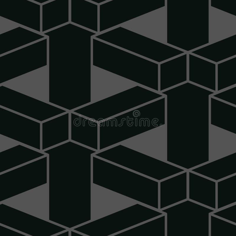Geometry Black Blocks Seamless Pattern Shapes. Gray Background Design ...