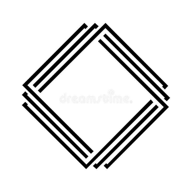 GEOMETRY BLACK RECTANGLE Vector Logo Lines on White Transparent ...
