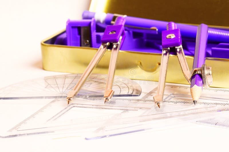 Geometry Box Set with Ruler, Protractor, Set Squares, Eraser Stock ...