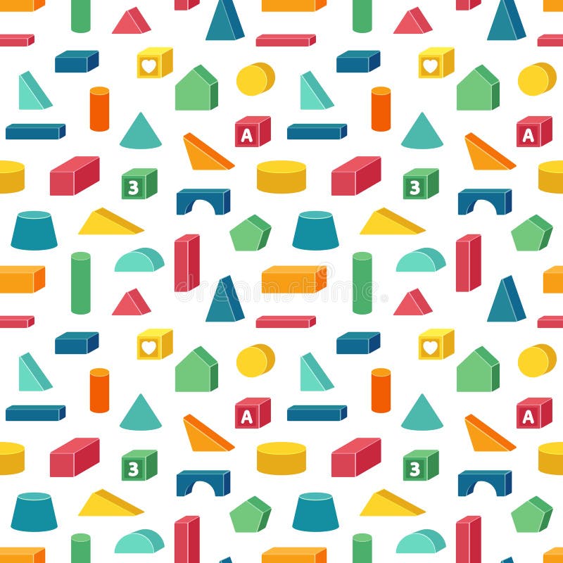Geometry Bricks Pattern. Recreation Activity Cartoon 3d Childish ...