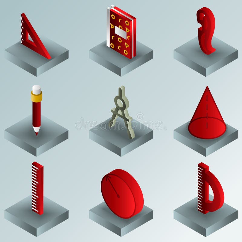 Geometry Color Gradient Isometric Icons Stock Vector - Illustration of ...