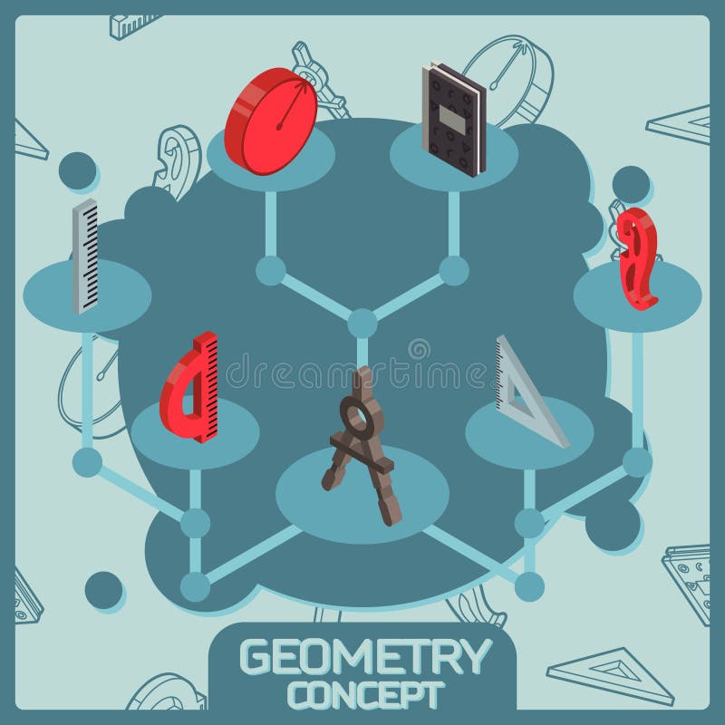 Geometry Color Isometric Concept Icons Stock Vector Illustration Of