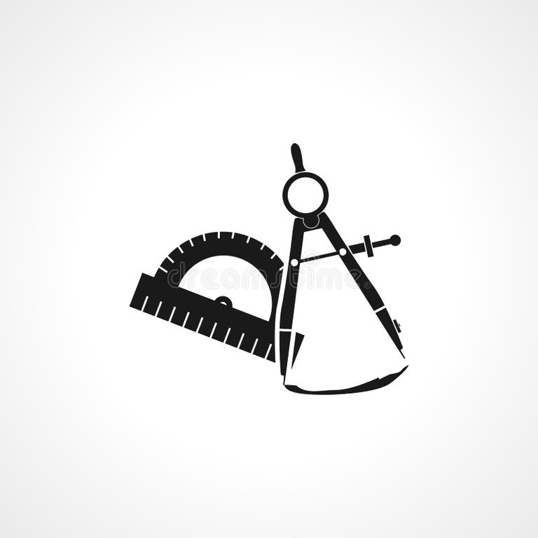 Geometry Compass with Protractor Icon. Geometry Compass Vector Icon ...