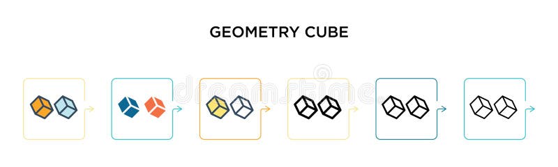 Geometry Cube Vector Icon in 6 Different Modern Styles. Black, Two ...