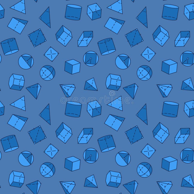 Geometry Education Blue Seamless Pattern with Vector Geometrical ...