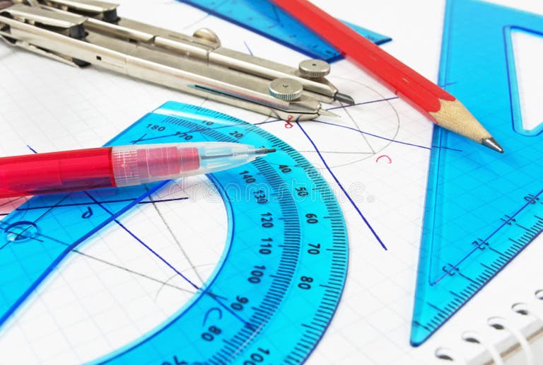 Geometry Equipment Close Up Stock Photo - Image of tools, paper: 17892032