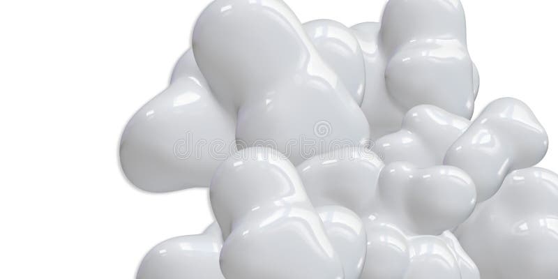 Geometry Free Form Abstract Liquid White Glossy 3d Illustration Stock ...