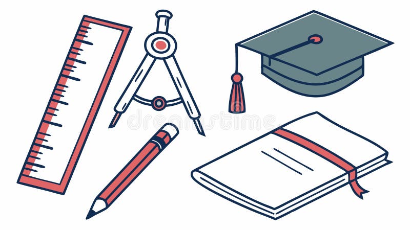 Geometry and Graduation Theme with Academic Tools, Vector Design ...