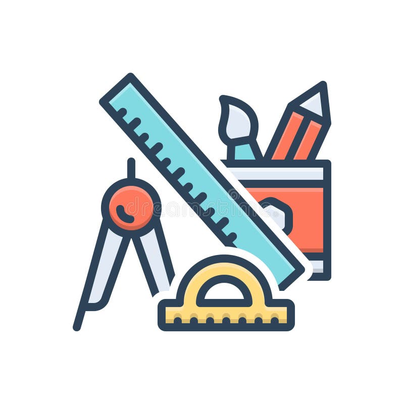 Color Illustration Icon for Geometry, Math and Scale Stock Illustration ...