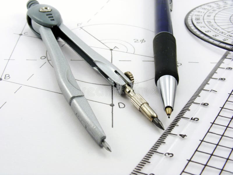Geometry Image with Diagram & Utensils Stock Image - Image of calculate ...