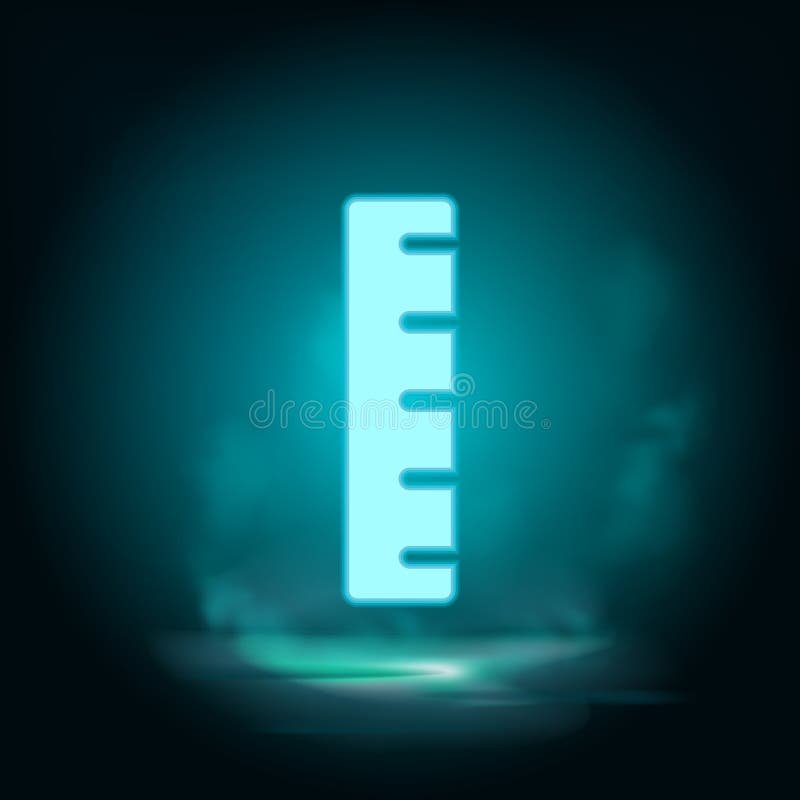 Geometry, Measuring Ruler Neon Icon - Vector. Blue Neon Illustration ...