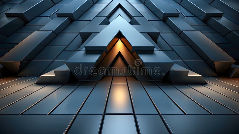Geometry in Motion, Abstract Upward Triangle Structure with Playful ...