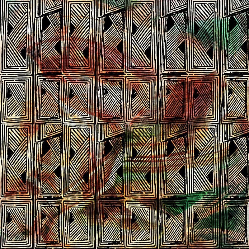 Geometry Repeat Pattern with Texture Background Stock Illustration ...