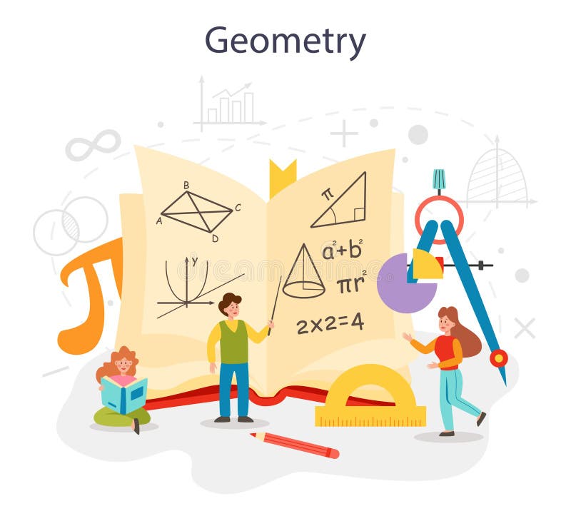 Geometry School Subject with Hand-draw Doodles. Education Banner ...