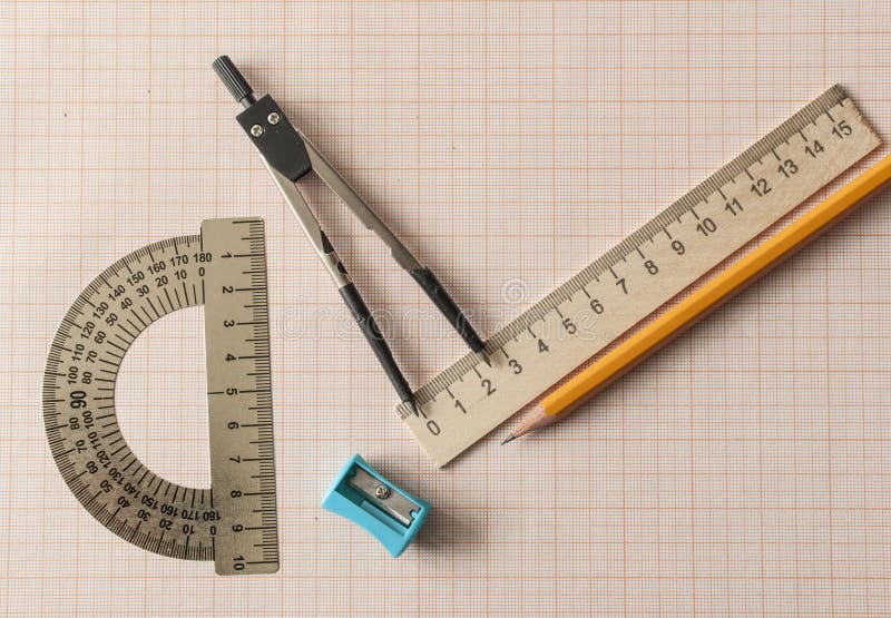 Geometry Set with Compass,pencil,ruler on Graph Paper Stock Photo ...