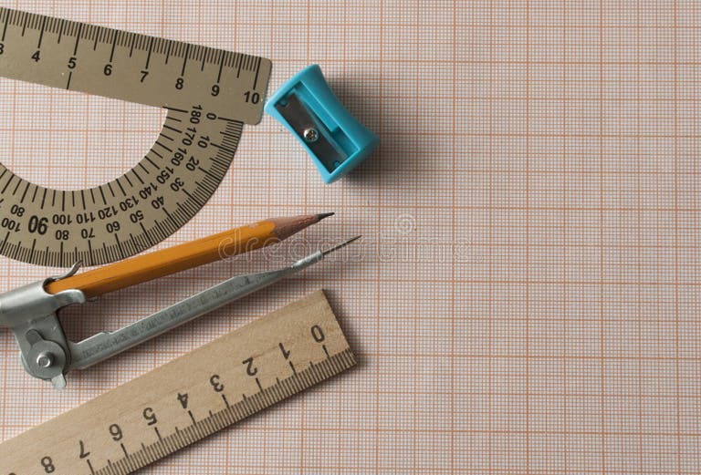 Geometry Set with Compass,pencil,ruler on Graph Paper Stock Photo ...