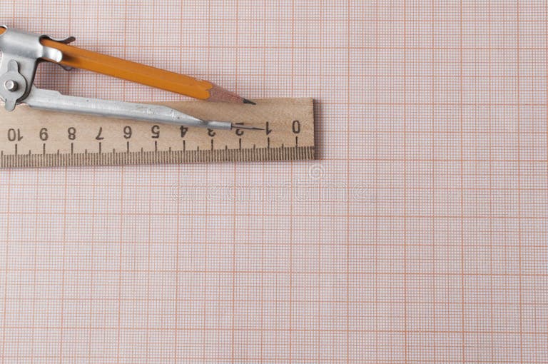 Geometry Set with Compass,pencil,ruler on Graph Paper Stock Photo ...