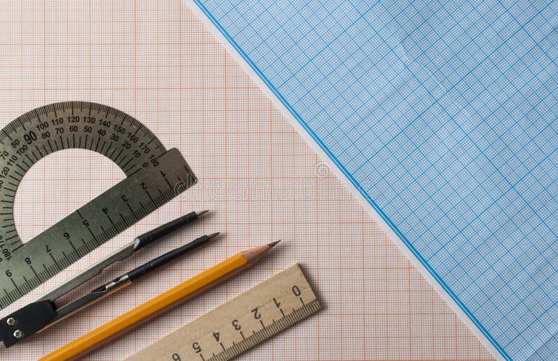Geometry Set with Compass,pencil,ruler on Graph Paper Stock Photo ...