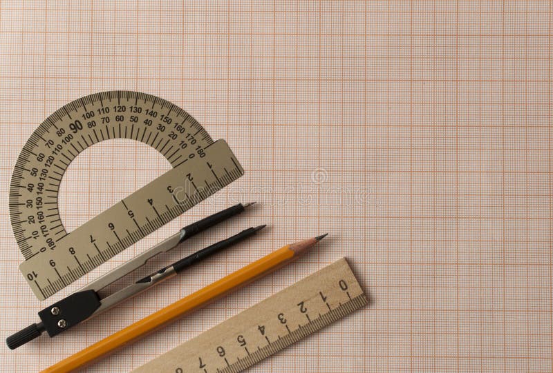 Geometry Set with Compass,pencil,ruler on Graph Paper Stock Image ...