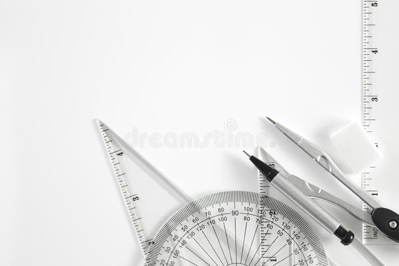 Geometry Set with Compass, Ruler and Protractor Stock Photo - Image of ...