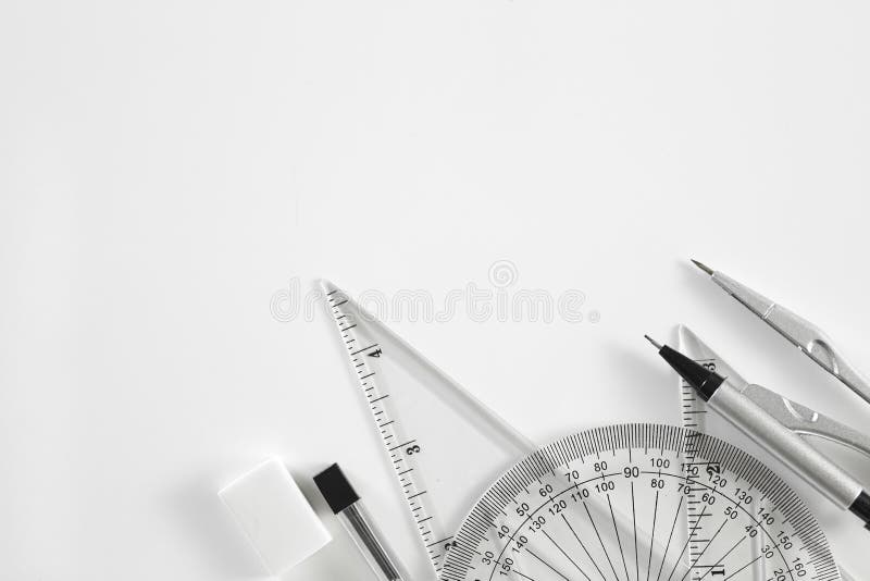 Geometry Set with Compass, Ruler and Protractor Stock Photo - Image of ...