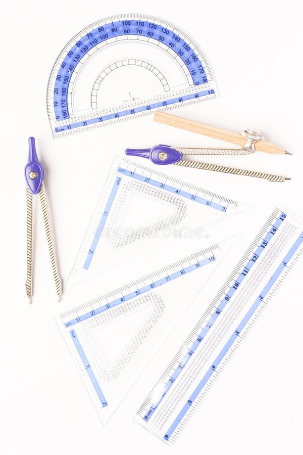 Geometry Set Isolated Agains White Stock Image - Image of measure ...