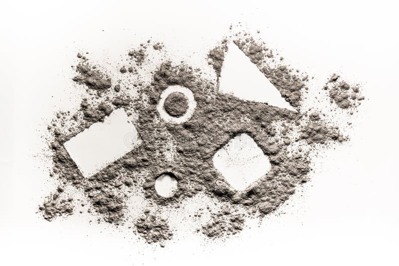 Geometry Shapes Square, Triangle, Circle in Scattered Dust, Ash, Sand ...