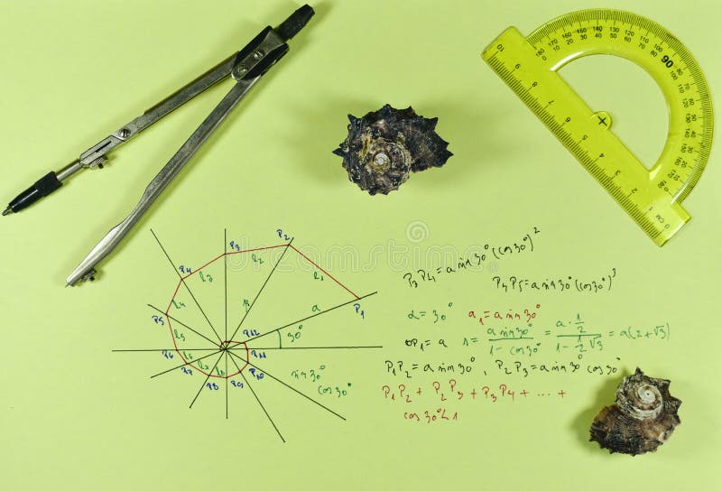 Geometry of a Shell with Compass Stock Photo - Image of project ...