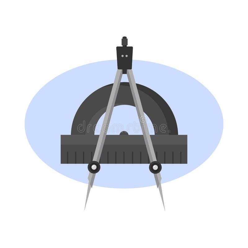 Compass with Protractor Illustration Design Element, Geometry Isolated ...