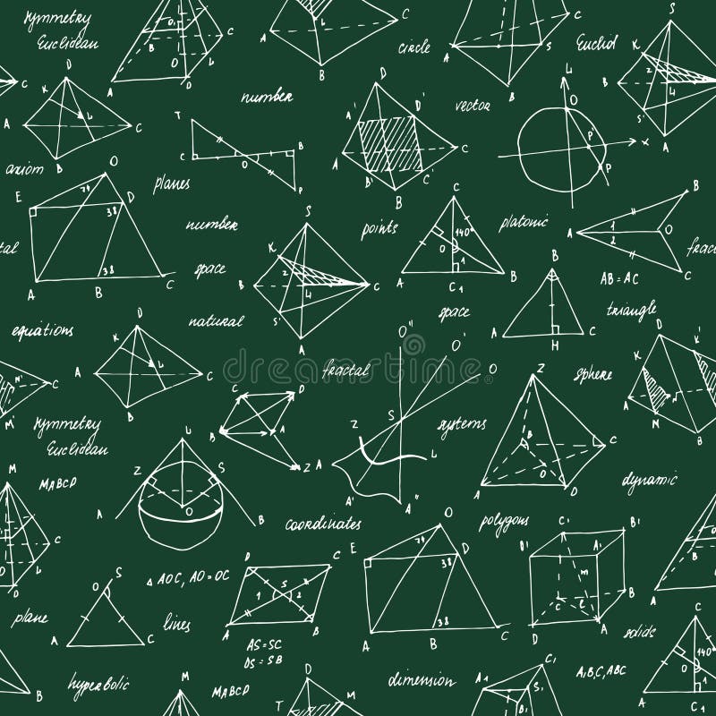 Geometry Sketch. Seamless Texture. School Blackboard with the Sketches ...
