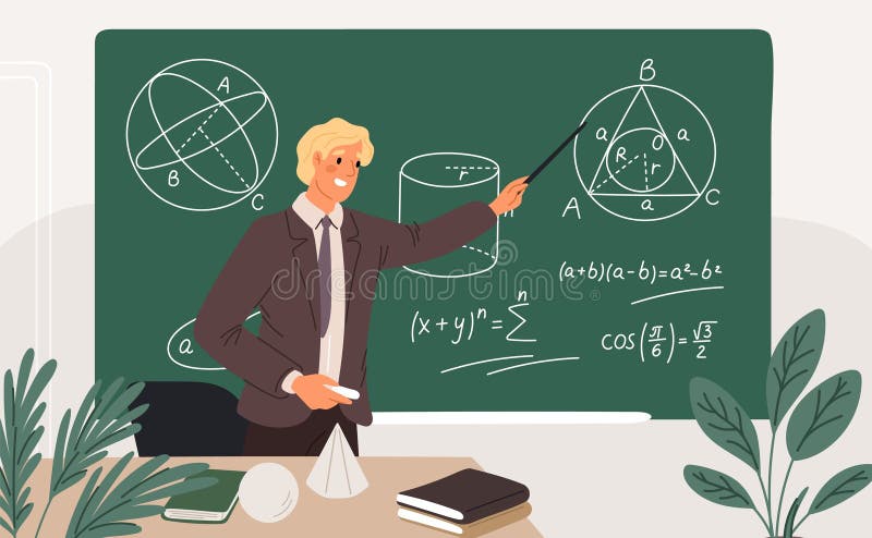 Geometry Teacher Giving Lecture. School Education. Learning Mathematics ...