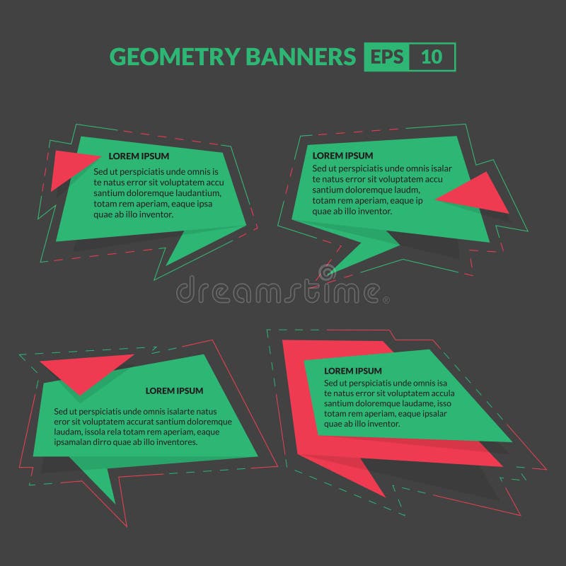 Geometry Text Banners Origami Style Stock Vector - Illustration of ...