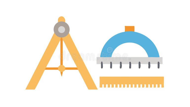 Geometry Tools, Compass and Protractor for Precise Measurements, Vector ...