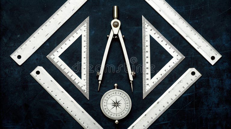 Geometry Tools Compass Ruler Set Square for Math and Engineering on ...