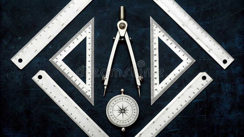Geometry Tools Compass Ruler Set Square for Math and Engineering on ...