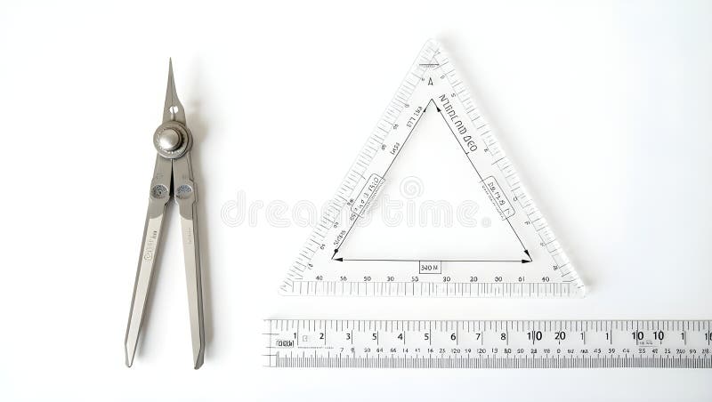 Geometry Tools Like a Compass, Ruler, and Protractor Stock Illustration ...