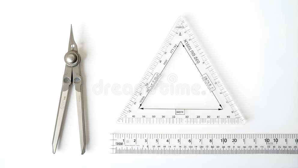 Geometry Tools Like a Compass, Ruler, and Protractor Stock Illustration ...