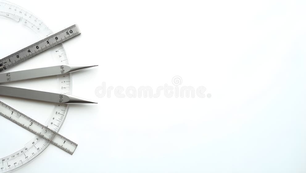 Geometry Tools Like a Compass, Ruler, and Protractor Stock Illustration ...
