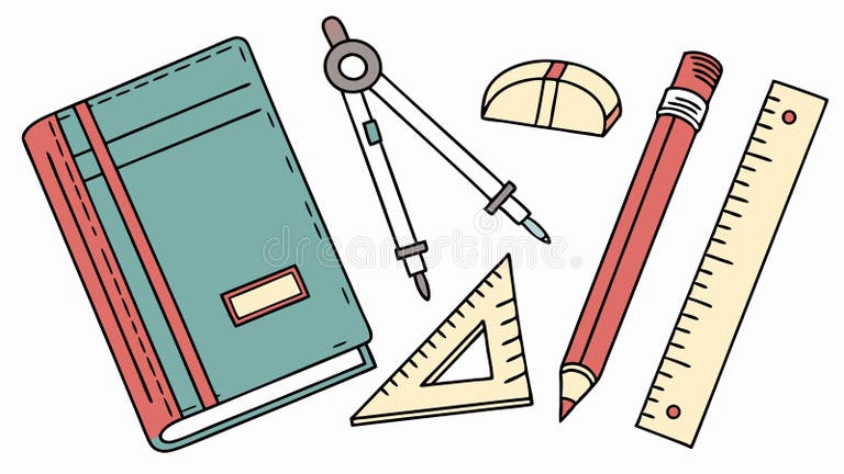 Geometry Tools for Precise Drawing, Notebook, Compass, Ruler, Vector ...