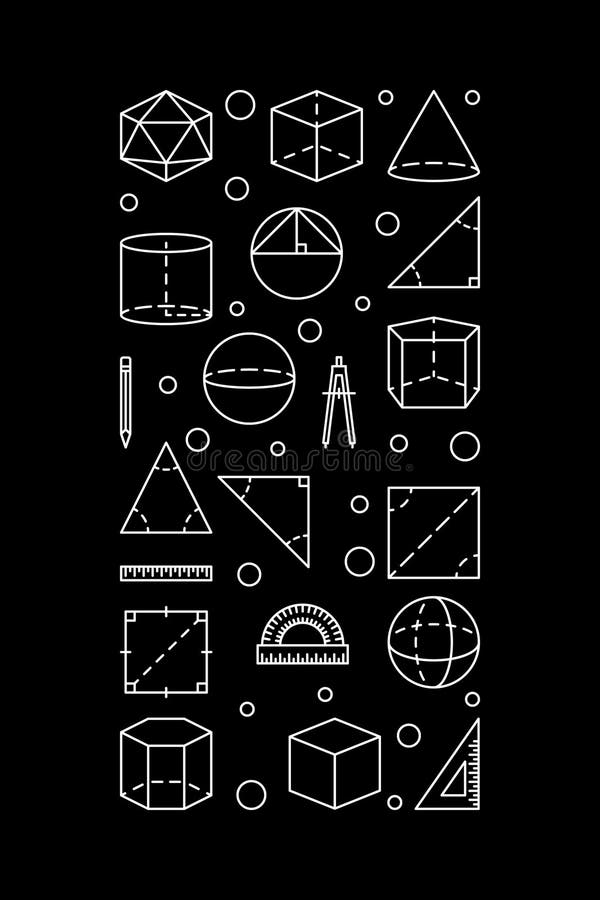 Geometry and Trigonometry Vector Math Concept Vertical Thin Line Banner ...