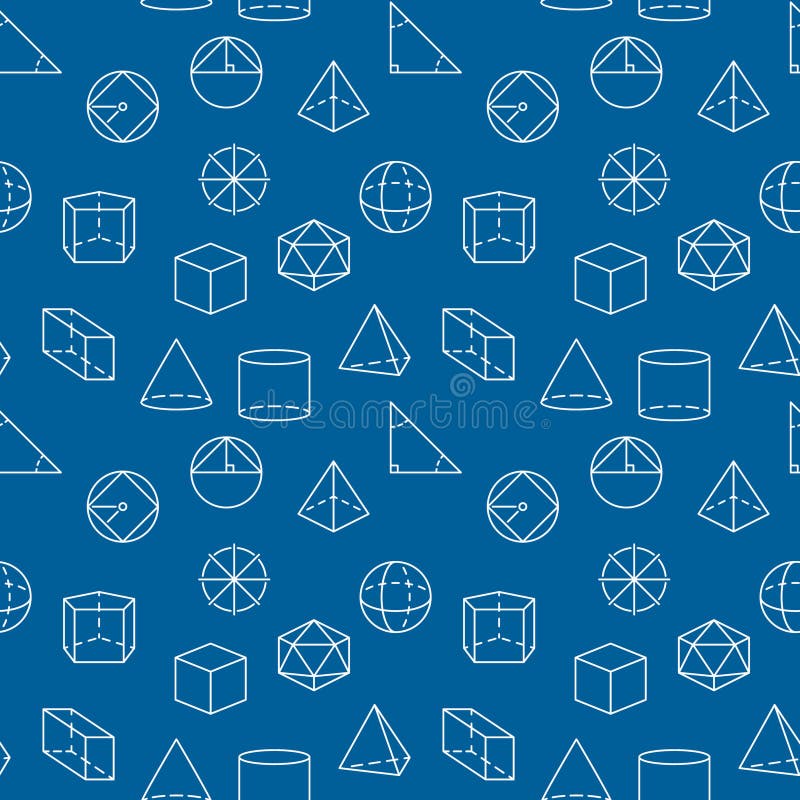 Geometry Vector Background - Geometrical Figures Symbols Blue Seamless ...