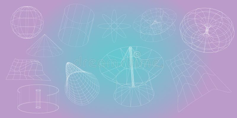 Geometry Wireframe Grid Backgrounds. Wireframe Perspective Grid. Space ...