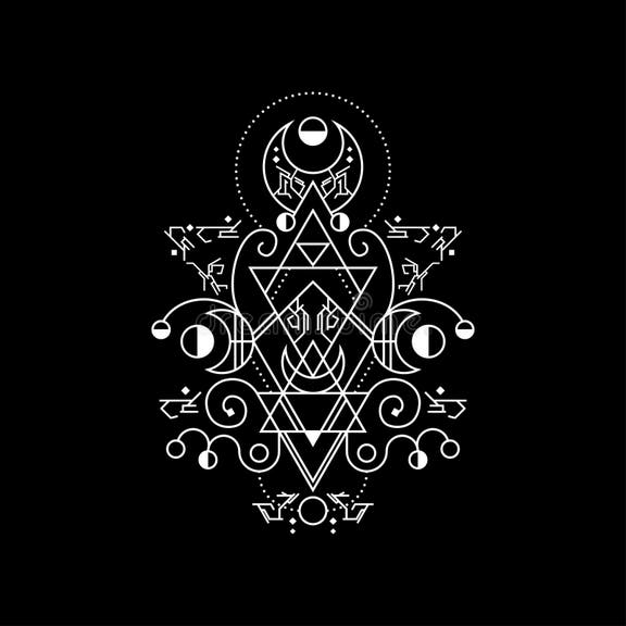 Geometrycal New Script Magic Moon Spell Stock Vector - Illustration of ...