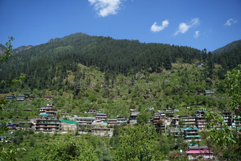 Geophysical Diversity and Houses of the Hilly Region. Stock Photo ...