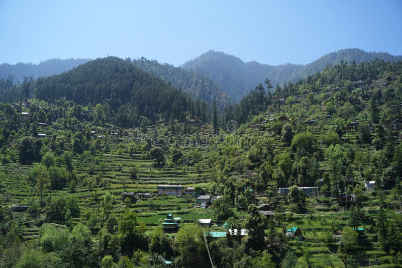 Geophysical Diversity and Houses of the Hilly Region. Stock Image ...