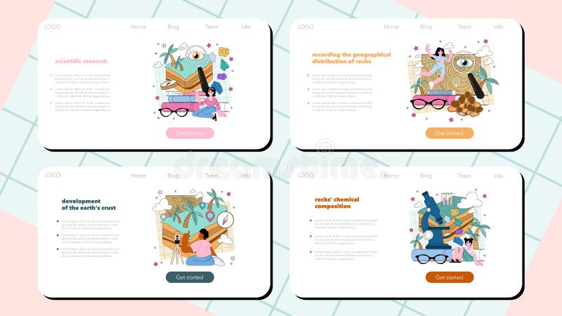 Geophysicist Web Banner or Landing Page Set. Scientist Study Structure ...
